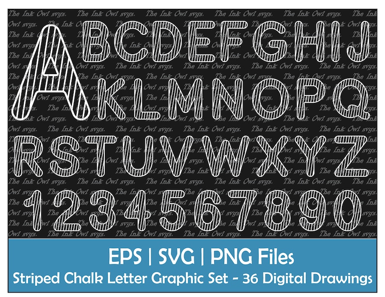 Chalkboard Letter Alphabet & Numbers Clipart Set / With Stripe - Etsy