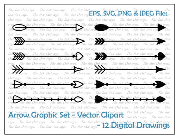 Arrow Bullet Icon Vector Clipart / Outline & Stamp Drawing - Etsy