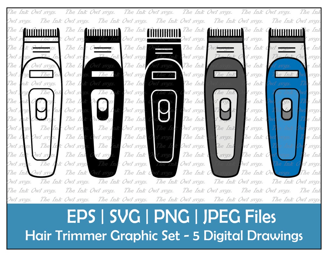 Hair and Beard Trimmer Razor Vector Clipart Set / Outline & Stamp ...