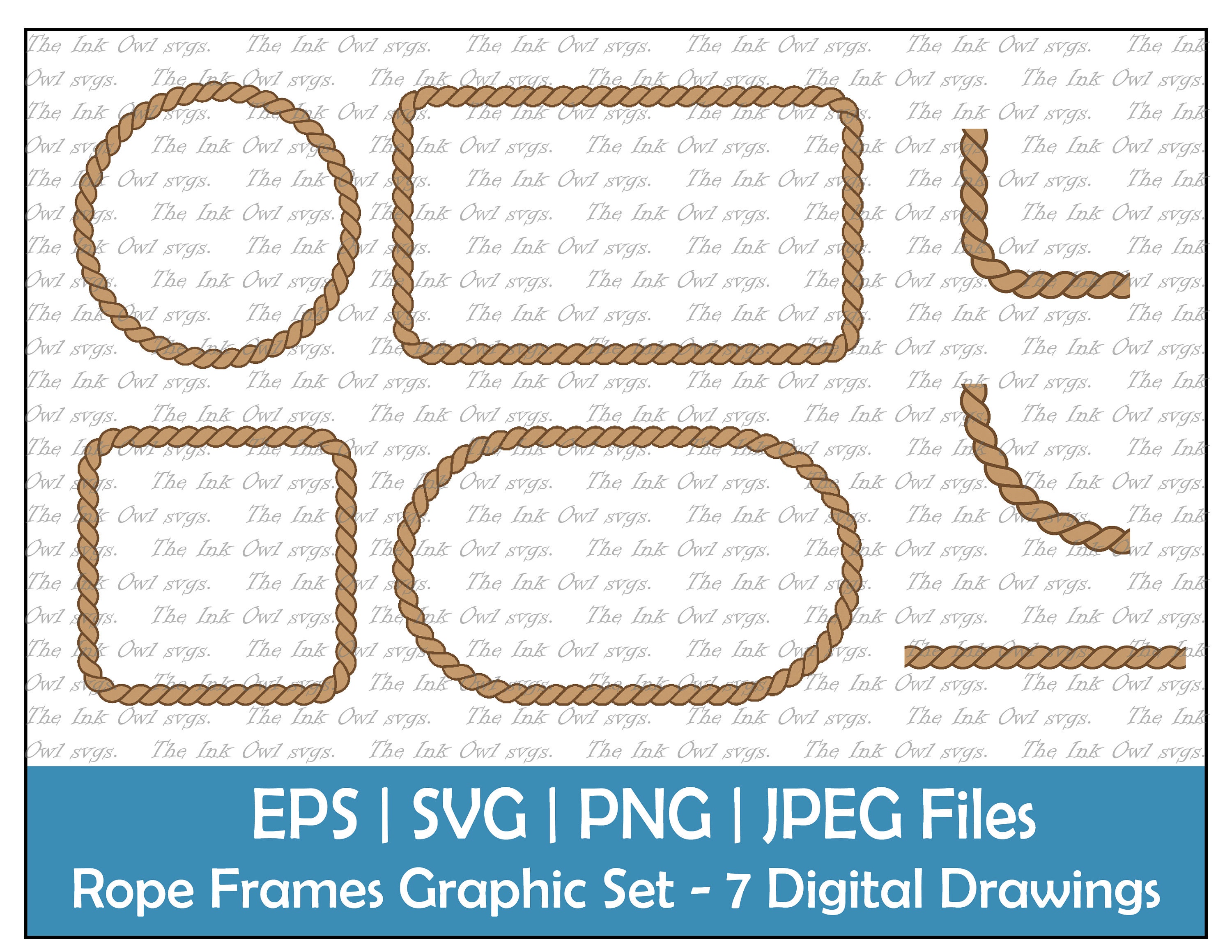 Rope Frame Border Clipart Set / Color Graphics / Decorative Element ...