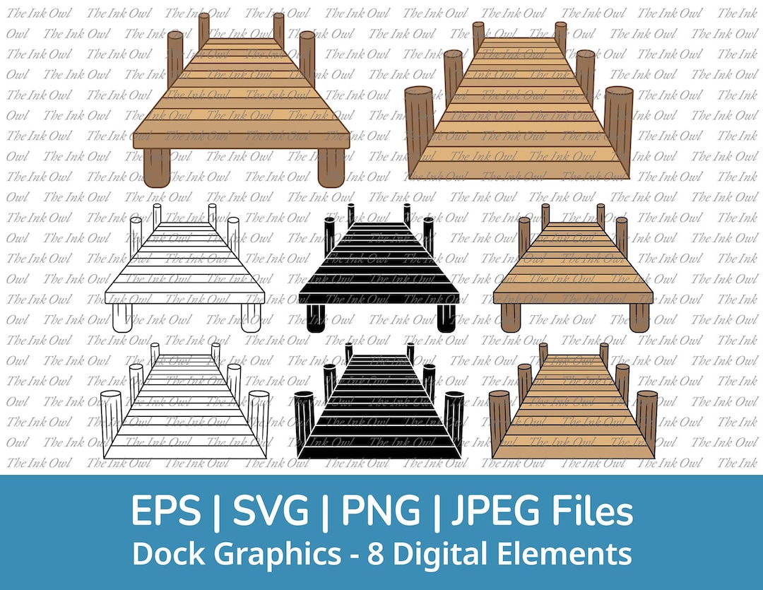Wooden Dock Svg Clipart / Outline, Silhouette & Color Graphics ...
