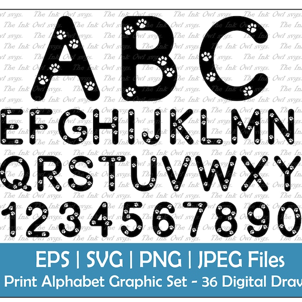 Animal Paw Alphabet Svg - Etsy