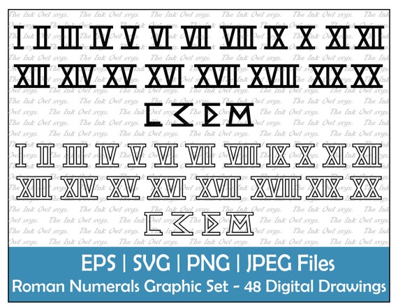 Roman Numerals or Numbers 1 to 20 Vector Clipart / Outline & - Etsy Canada