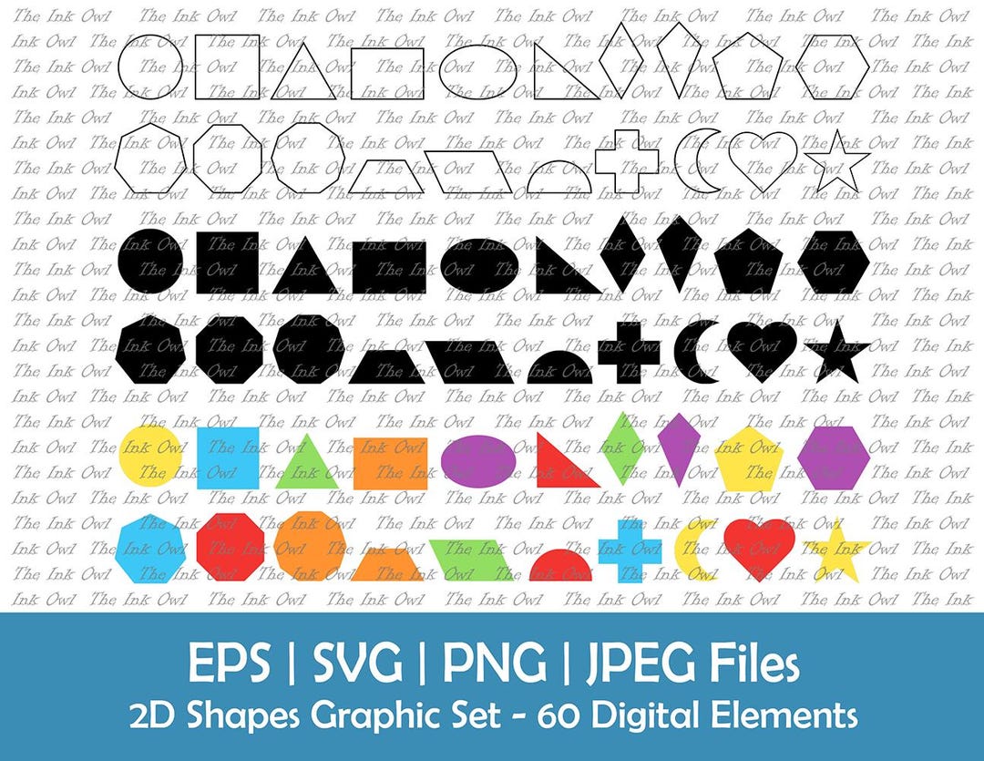 2D Geometric Shapes Vector Clipart / Outline, Silhouette & Color ...