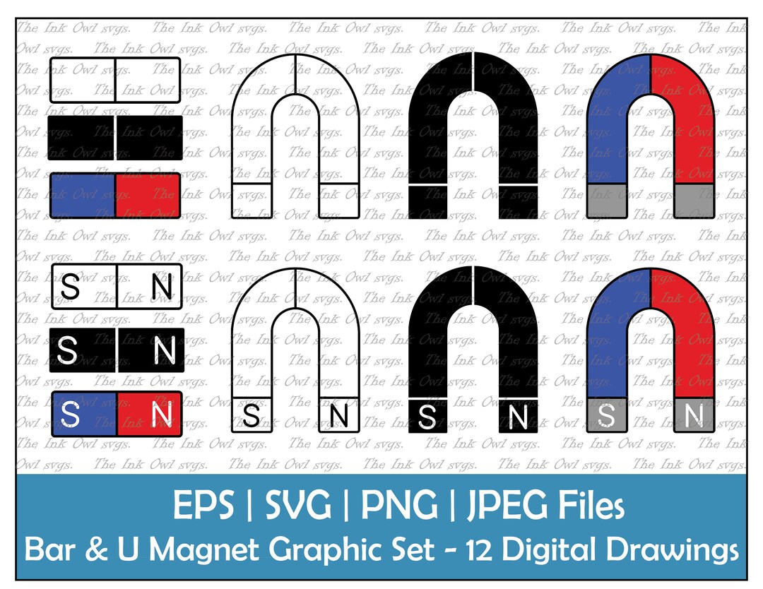Magnet Vektor Clipart Set / Umriss, Silhouette Stempel & Farbgrafiken ...