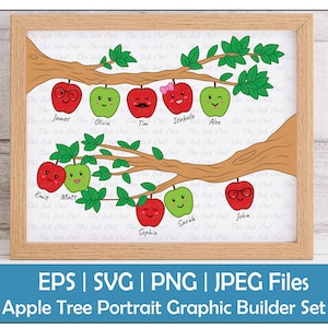 Apple Tree Family Portrait Builder Clipart Set / Outline & Color ...