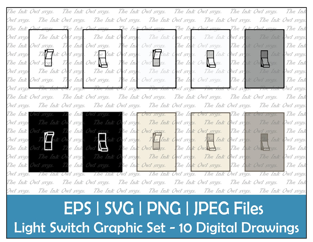 Light Switch Vector Clipart Set / Outline, Silhouette Stamp & Color ...