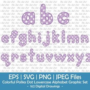 Lowercase Polka Dot Alphabet Letters Vector Clipart / Text Graphics ...