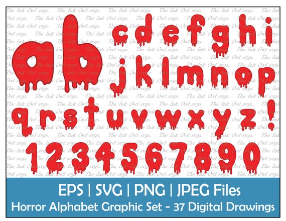 Red Blood Drip Lowercase Letter Alphabet and Numbers Vector - Etsy