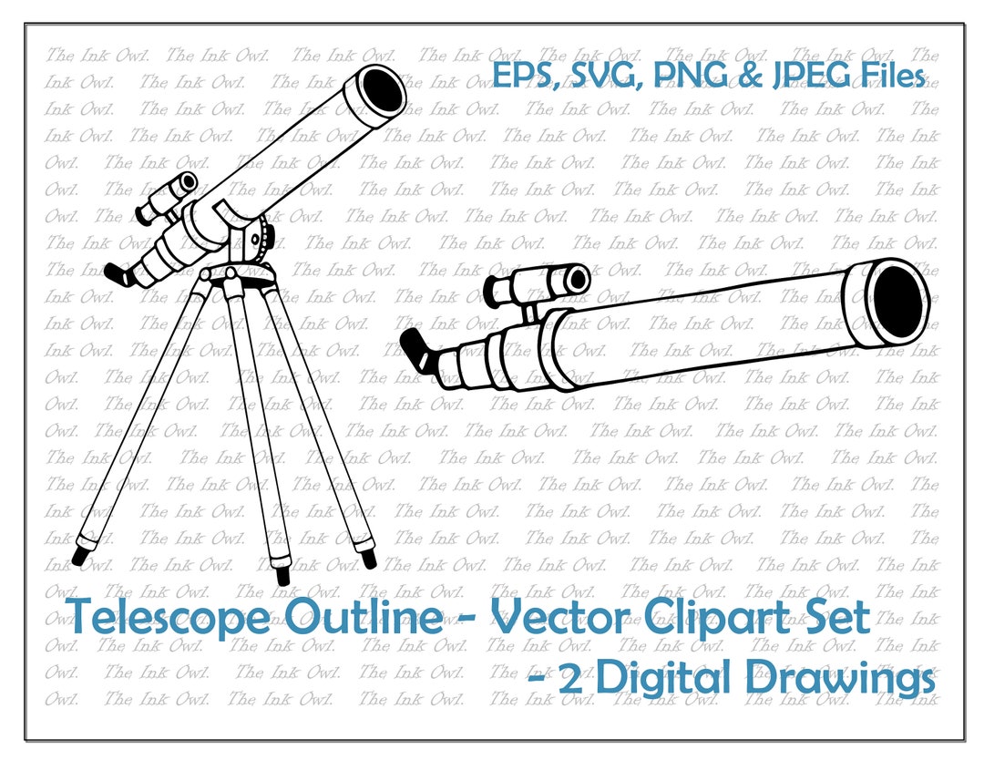 Telescope Outline Vector Clipart / Drawing Illustration / PNG, JPG, SVG ...