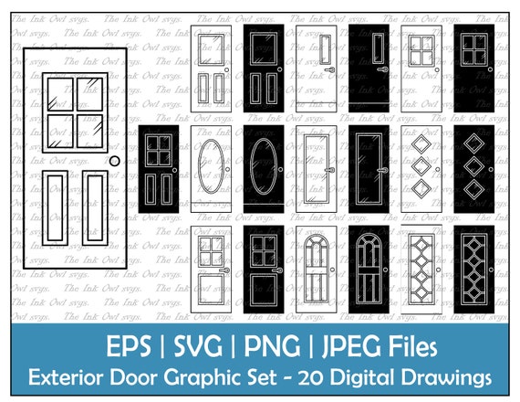 Exterior Door Vector Clipart Set / Outline & Stamp Drawing - Etsy