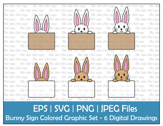Bunny Sign Blank Template Clipart Set / White & Brown Graphics | Etsy ...