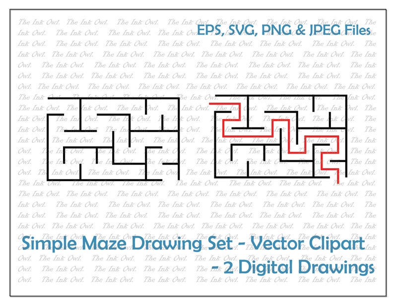 Simple Maze Puzzle Vector Clipart Set / With Solved Maze / - Etsy Simple Maze Puzzle Vector Clipart Set / With Solved Maze / - Etsy