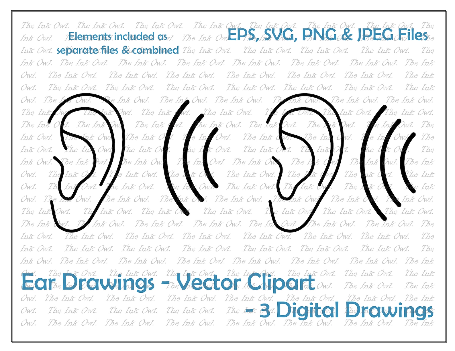 Ear Drawing Vector Clipart / Outline Illustrations / Sound, Deaf / PNG ...