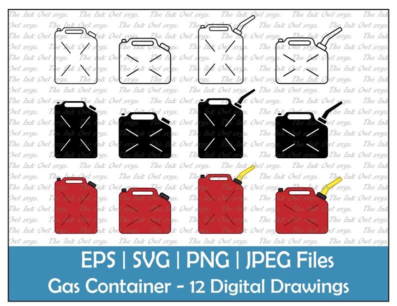 Gas Canister Clipart Set / Outline & Stamp Drawing Graphic / Fuel / PNG ...