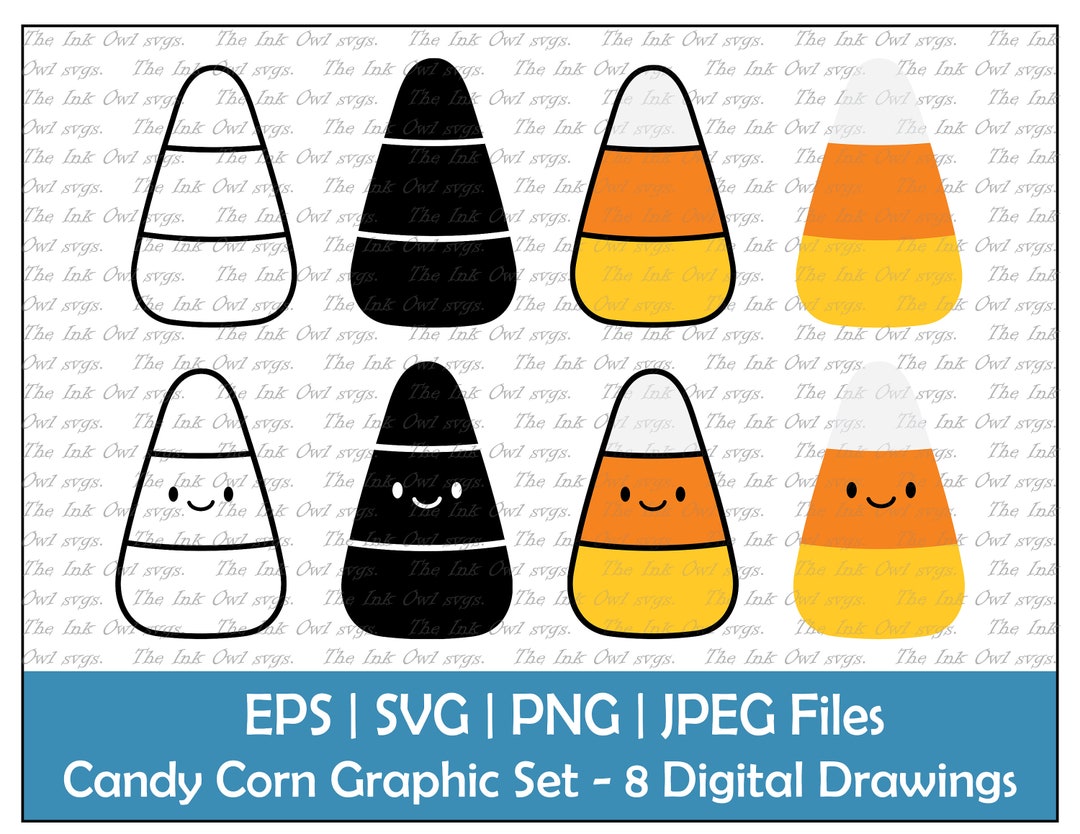 Candy Corn Halloween Vector Clipart / Outline & Stamp Drawing Graphic ...