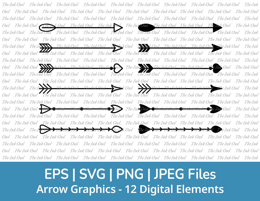 Decorative Arrows Vector Clipart Designs / Outline & Silhouette Stamp ...