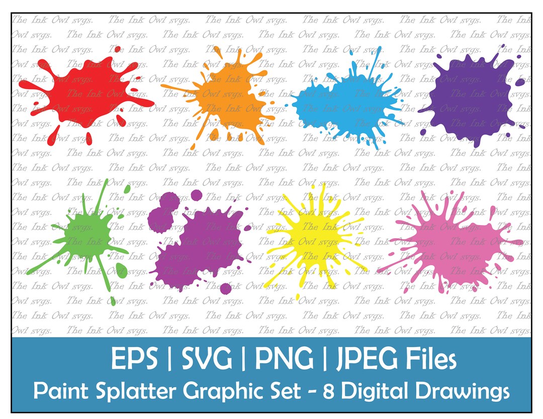 Paint Drop Splatter Vector Clipart Set 1 / Outline & Stamp Graphic ...