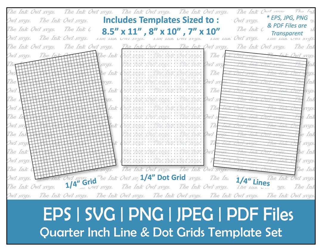 1/4 Inch Paper Grid Template Clipart / Lines, Dots & Square Grid ...