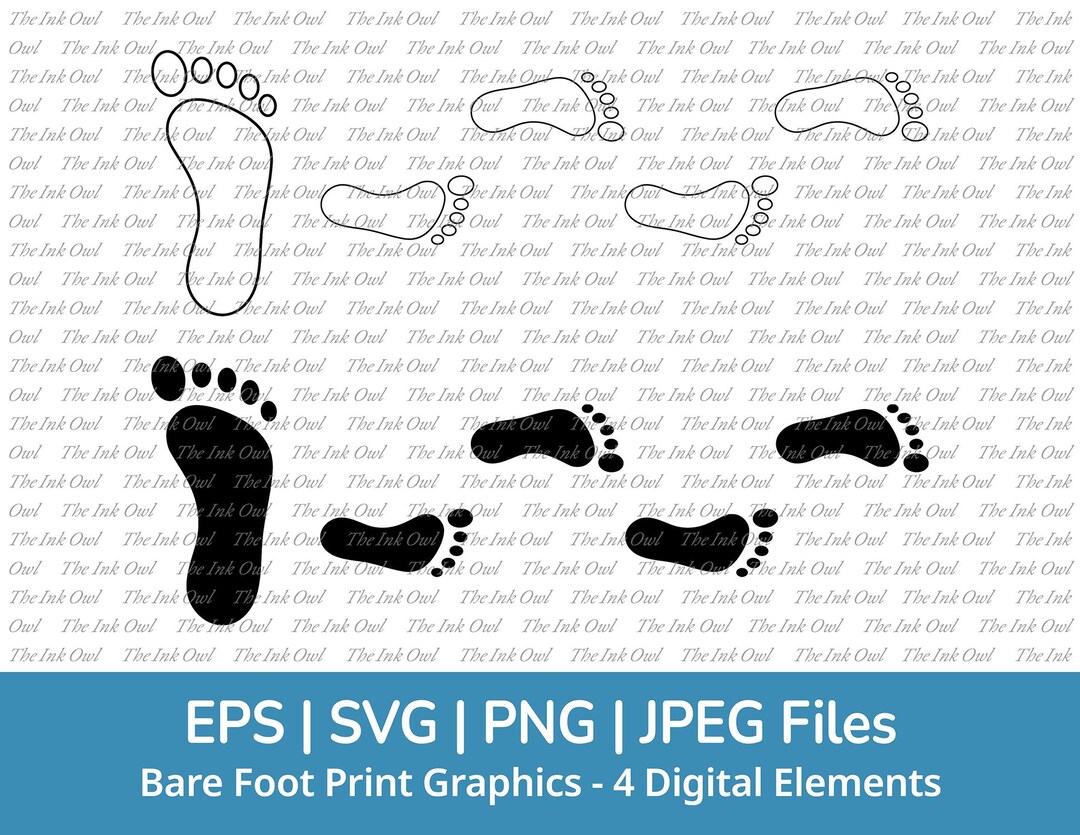 Bare Foot Print and Walking Tracks Svg Clipart Set / Outline & Stamp ...