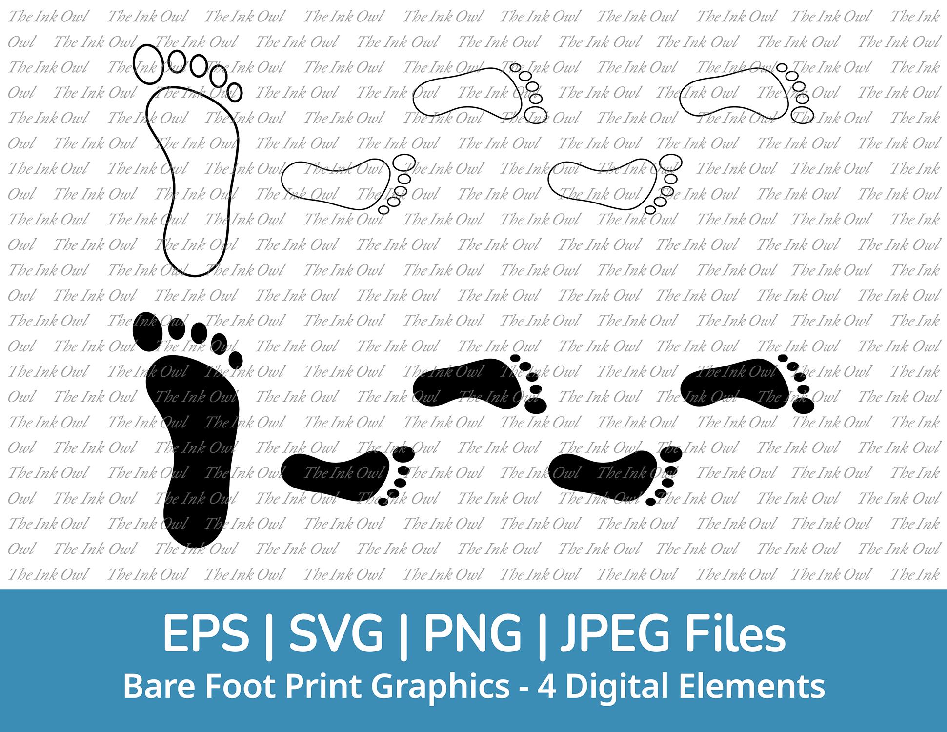 Bare Foot Print and Walking Tracks Svg Clipart Set / Outline & Stamp ...