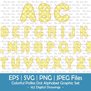 Colorful Polka Dot Alphabet Letters Vector Clipart / Text Graphics ...