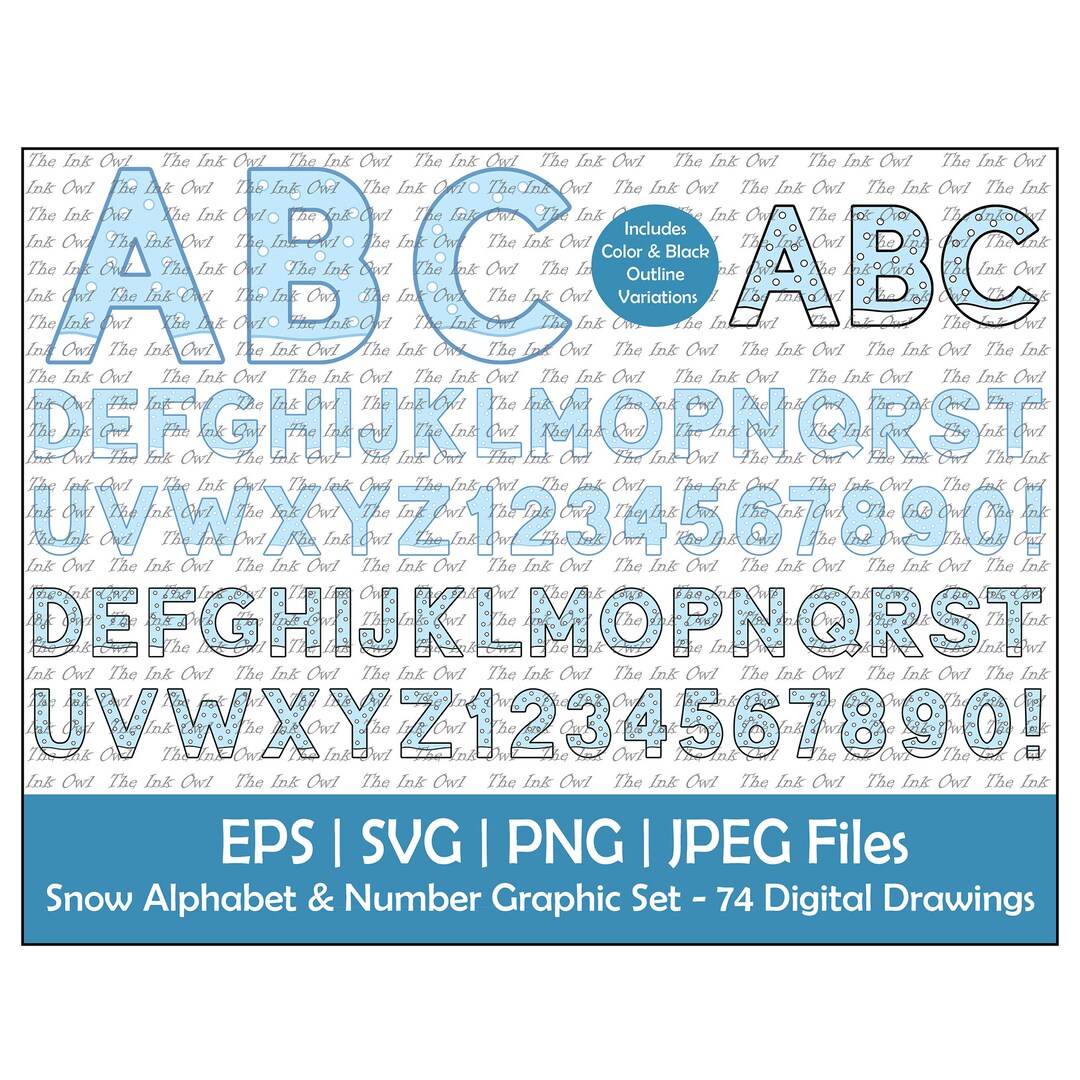 Winter Snow Letter Alphabet and Numbers Clipart / Blue Color Text ...