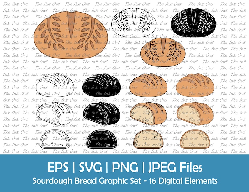 Sourdough Bread Loaf Vector Clipart / Outline, Silhouette & Color ...