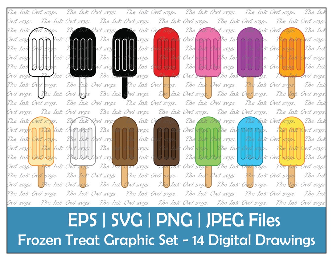 Ice Pop Lolly Vector Clipart / Outline, Silhouette Stamp & Color ...