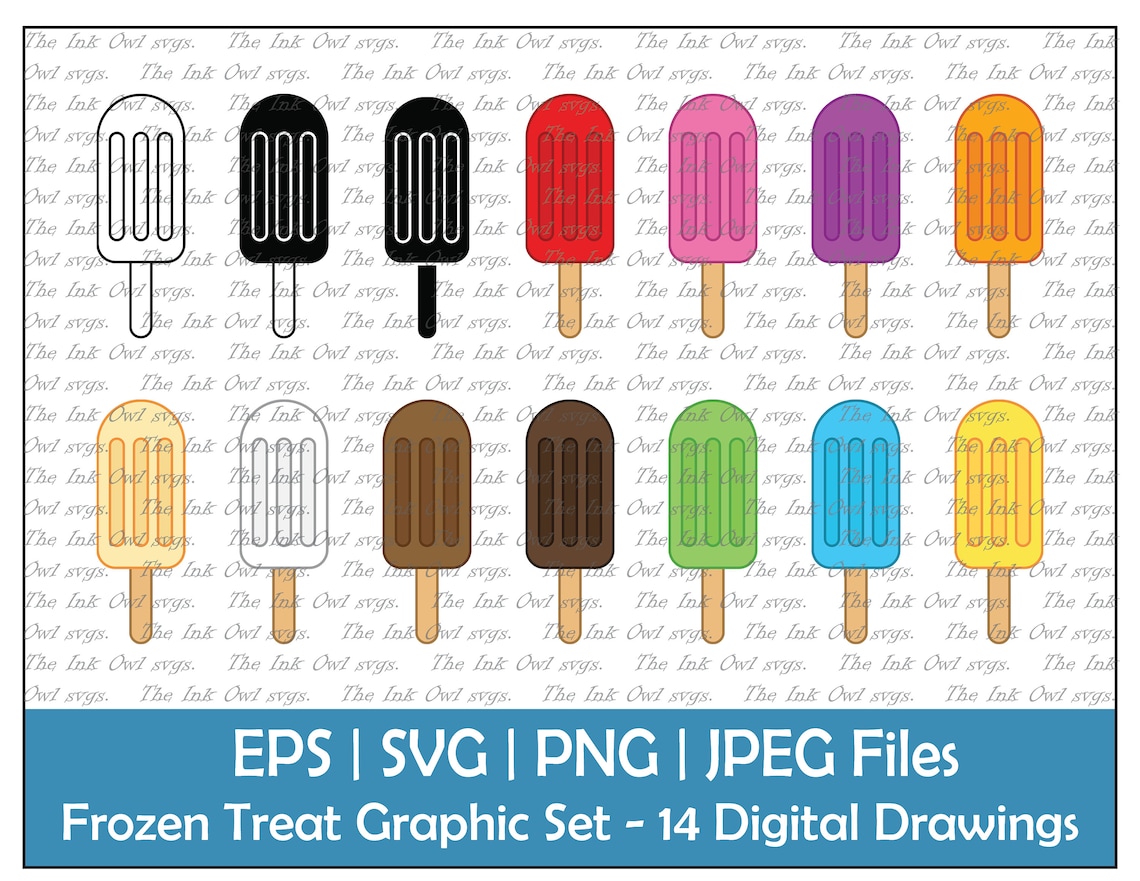 Ice Pop Lolly Vector Clipart / Outline, Silhouette Stamp & Color ...