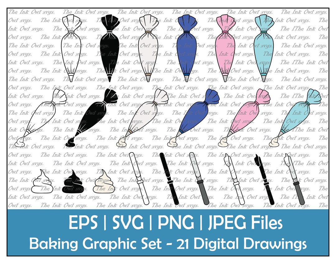 Frosting or Piping Bag Baking Vector Clipart / Outline, Silhouette ...
