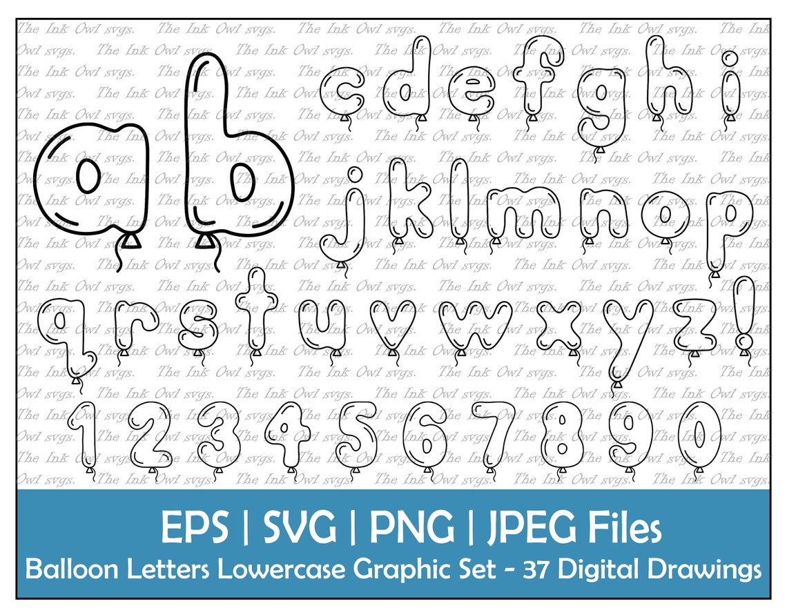 Balloon Letter Alphabet Vector Clipart / Lower Case / Outline - Etsy