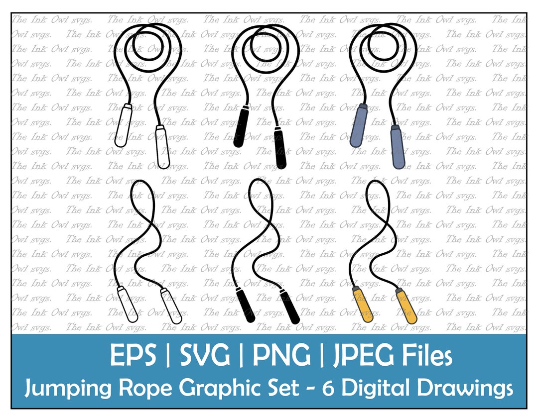 Jump Rope Vector Clipart Set / Outline, Stamp and Color Graphic ...
