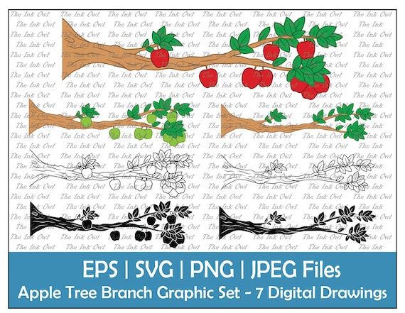 Apfelbaum Umriss Apfelbaum, Zeichnung Etsy.de