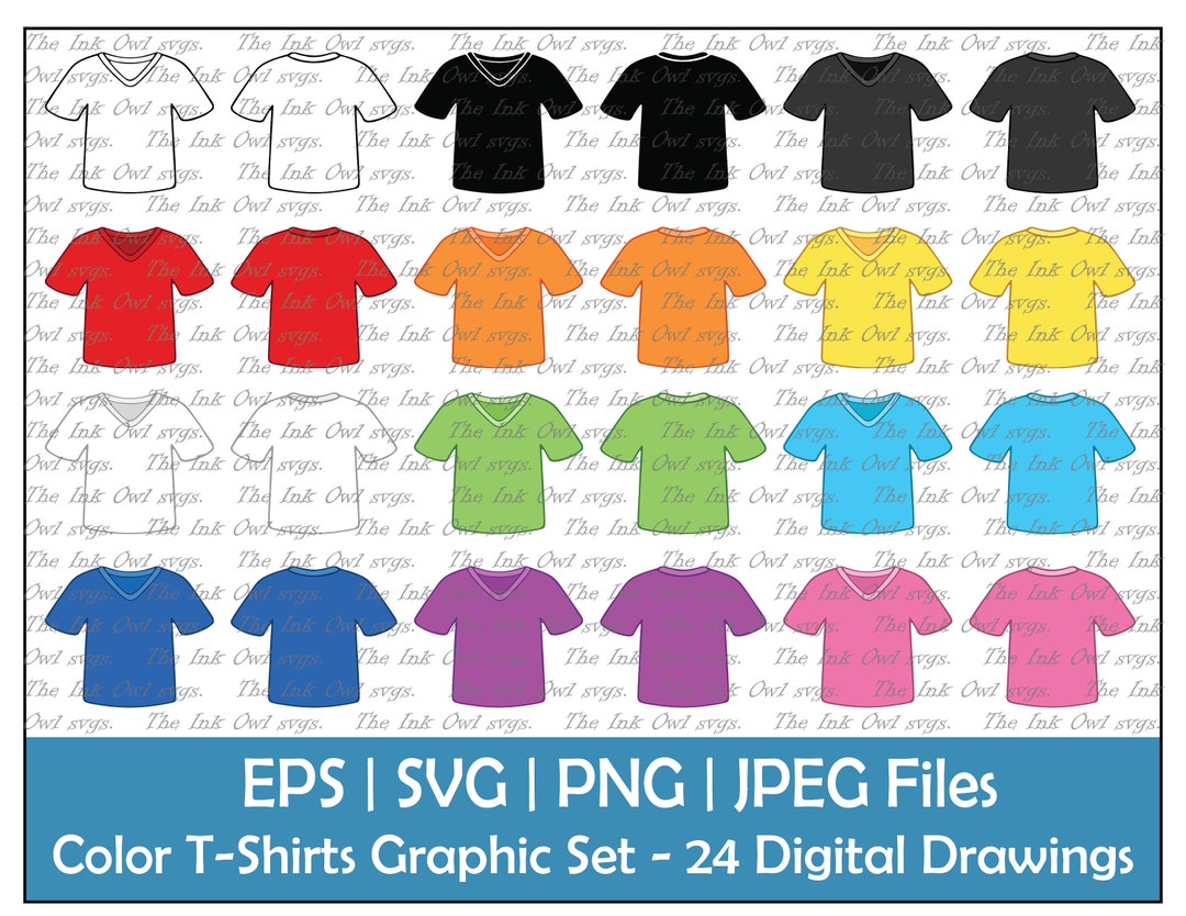 Colorful T-shirt Vector Clipart / Outline, Silhouette & Color Graphic ...