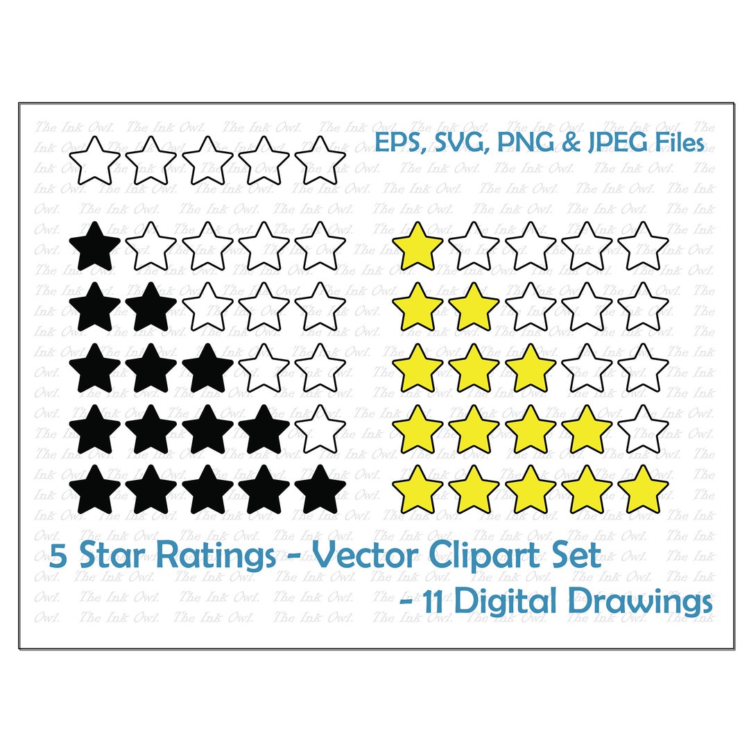 5 Star Rating / Review SVG Vector Graphics - Black and Gold Graphics ...