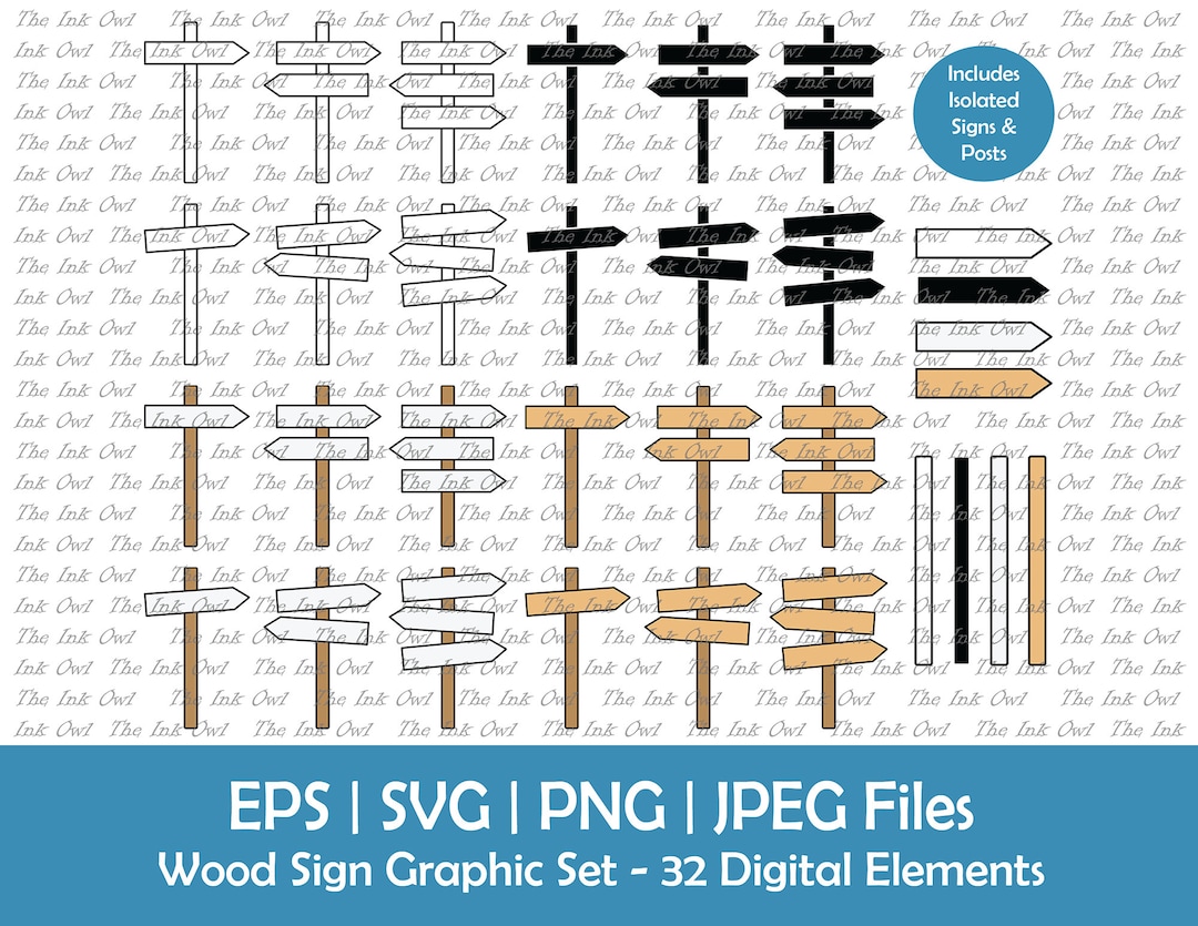 Crossroad Signage Vector Clipart Expanded Set / Outline, Silhouette ...