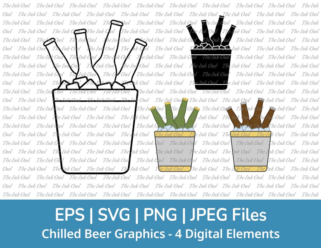Chilled Beer Bucket Svg Vector Clipart Set / Outline, Stamp Silhouette ...