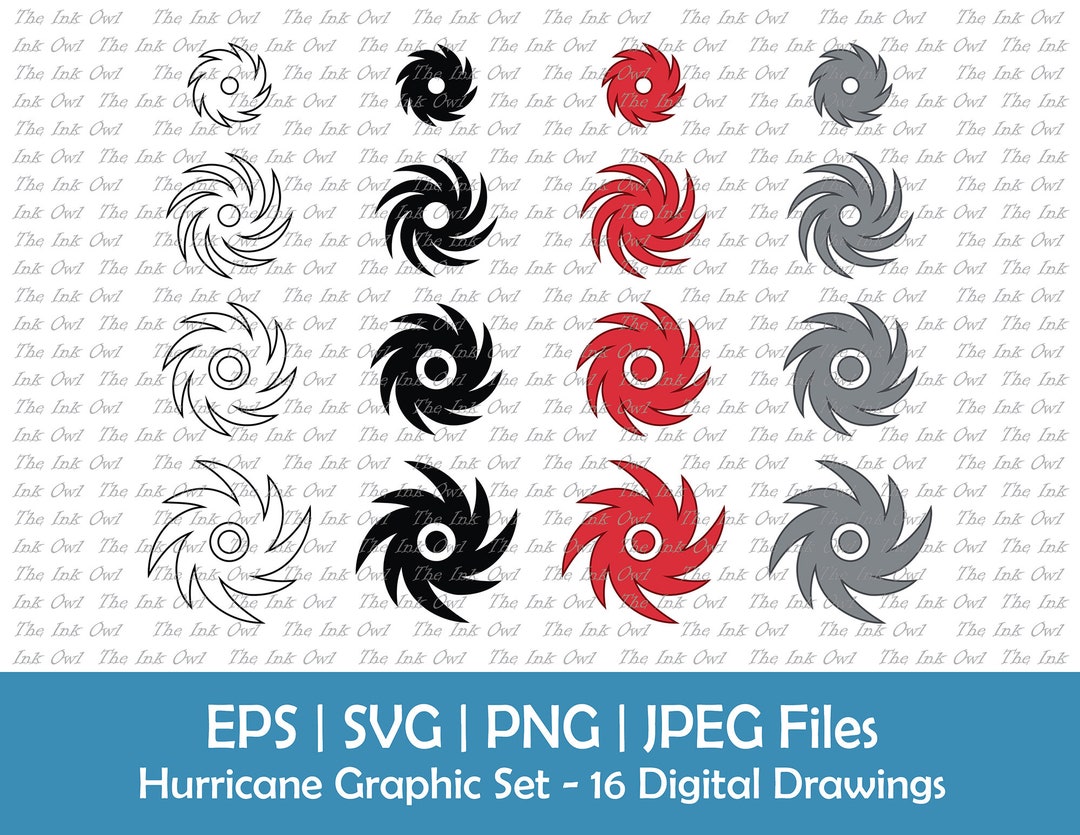 Hurricane Icon Symbol Vector Clipart Set / Outline, Silhouette Stamp ...