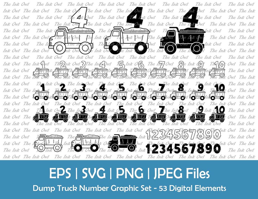 Dump Truck Number Vector Clipart / Birthday Boy Shirt Design / Outline ...