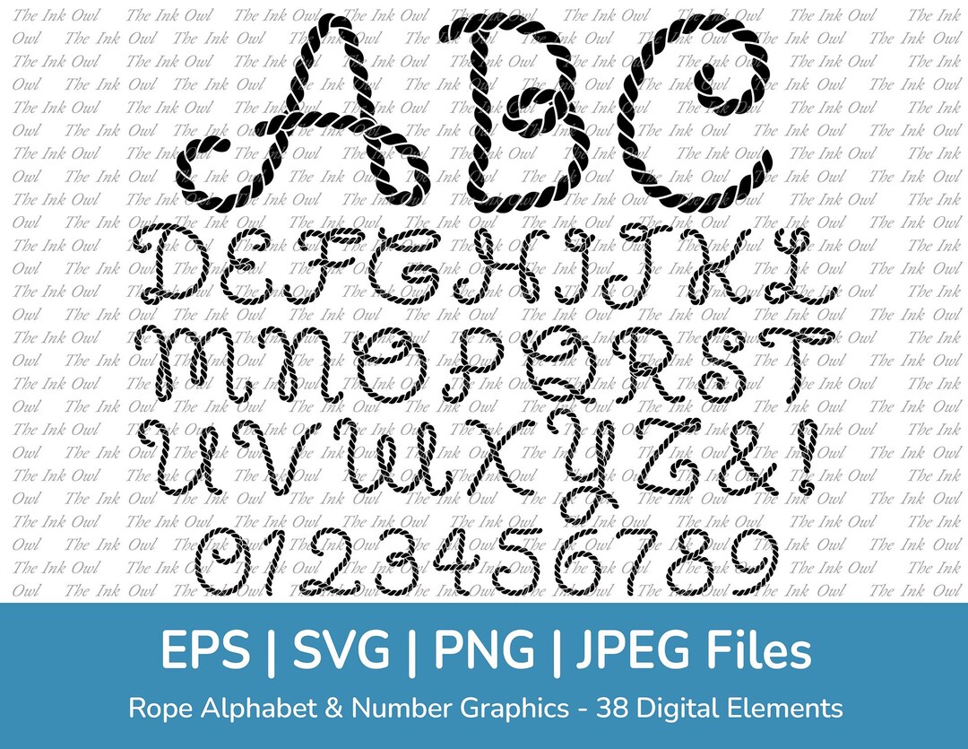 Rope Letter Alphabet & Number Vector Clipart / Stamp Silhouette Stencil ...