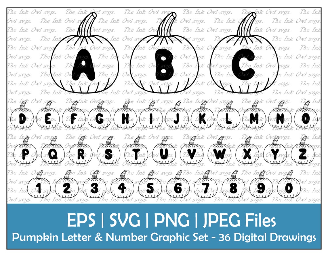 Pumpkin Alphabet Letters and Numbers Vector Clipart Set / - Etsy