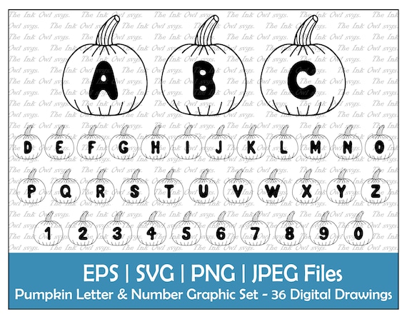 Pumpkin Alphabet Letters and Numbers Vector Clipart Set / - Etsy