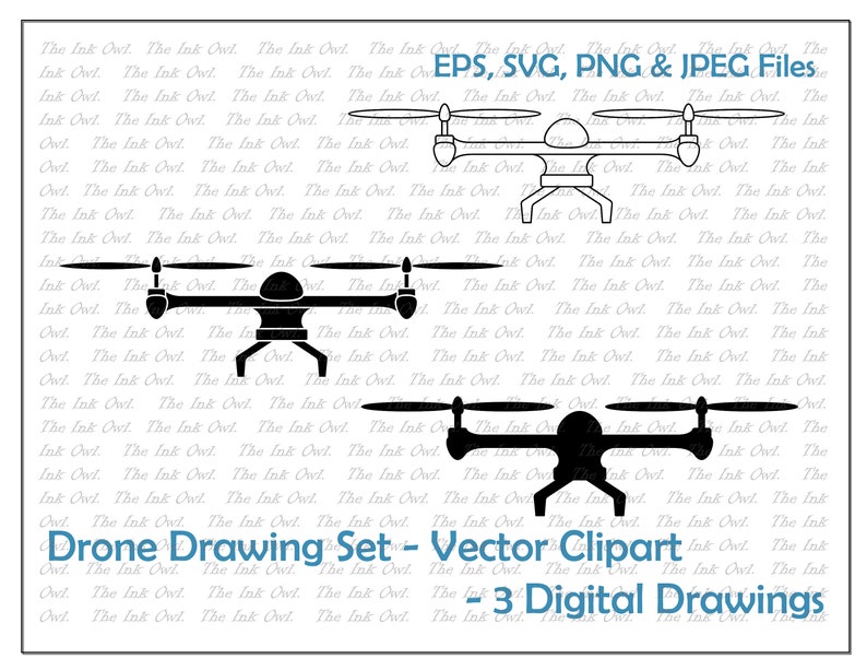 Simple Drone Vector Clipart Set / Outline & Stamp Drawing - Etsy