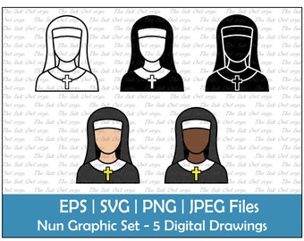 The Nun SVG Cricut Svg Clipart Layered SVG Files (Download Now) - Etsy