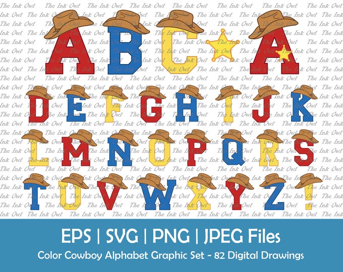 Cowboy Alphabet SVG Bundle | Western Bandana Letters | Rodeo Hat ...