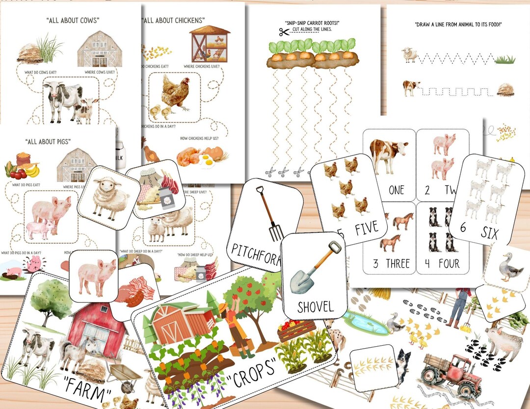 Morning Basket Farm Theme, Preschool Printable Activities Flashcards ...