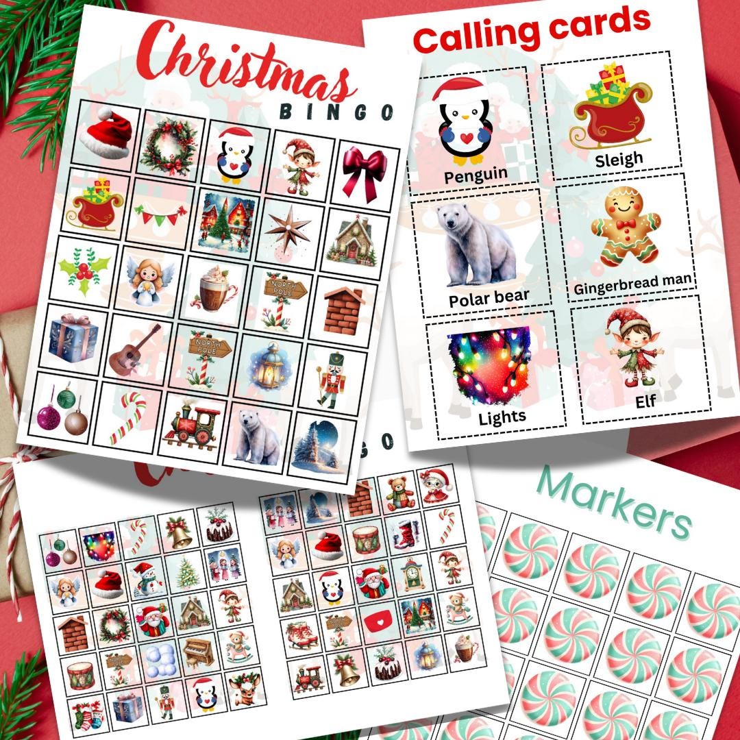 Christmas Bingo Game Printable 30 Unique Cards, Family Friendly Holiday ...