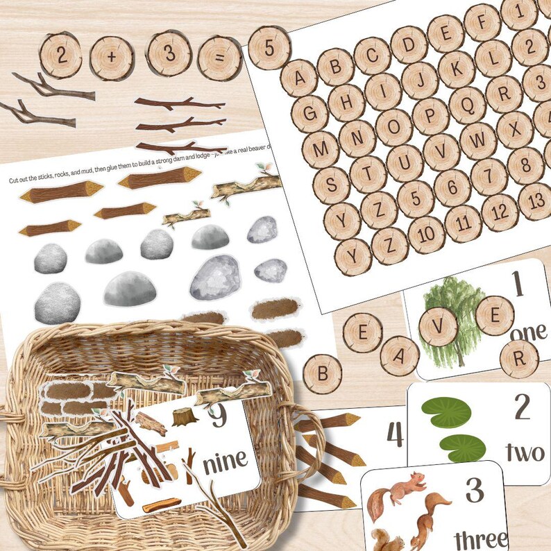 Beaver Morning Basket Printable: Nature STEM Activities , Flash Card ...