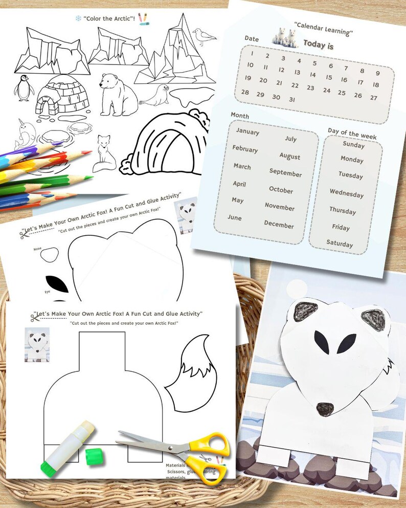 Arctic Fox Morning Basket - Fun Printable Activities for Kids Preschool ...
